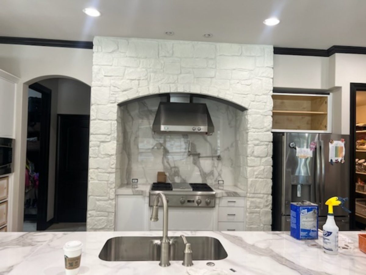 Lime-washed Stone Oven Surround in Kitchen - SurePRO Painting